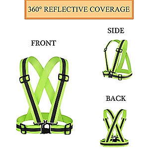 FEimaX Reflective Vest 2 Pack with High Visibility Adjustable Straps for Running, Jogging, Cycling, Hiking, Multicolor