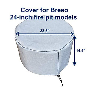 Temlock Cover Compatible with Breeo Fire PitxSeries 24 or Double Flame 24-Fits Standard or Sear Plate Model-Outdoor Water-Resistant Fire Bowl Protective Cover FPC-2400,Gray,24-inch fire pit