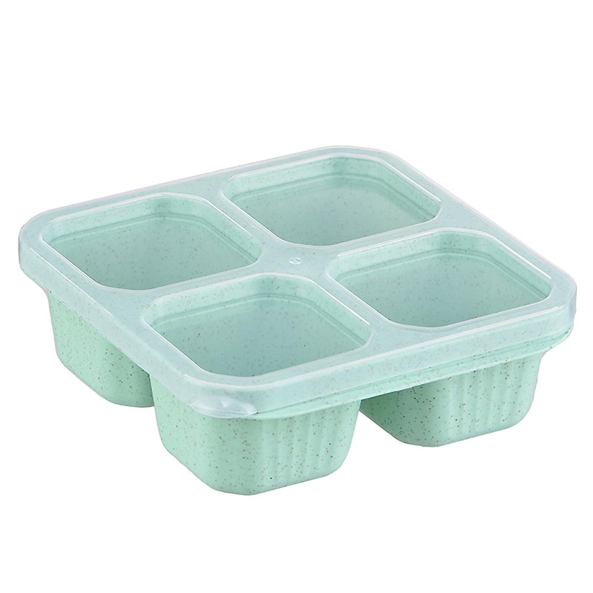 Guaber Multicolored Compartmental Food Storage Container, Reusable Meal Preparation, 4-Compartment Snacks Box, Plastic, Green, Flip Top, 16.5x15.5x5.5cm/6.49x6.10x2.16inch