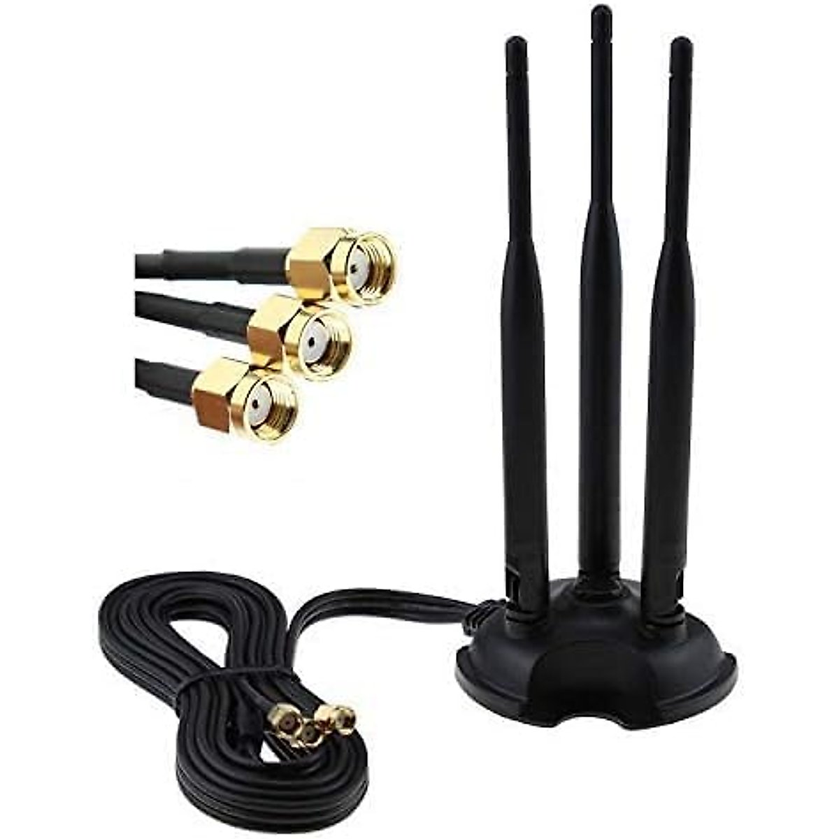 TECHTOO WiFi Antenna Dual Band 2.4GHz - 5.8GHz with RP-SMA Connector Treble Antenna Magnetic Base for Wireless Network Router - USB Adapter - PCI PCIe Cards - Signal Booster - Wireless Range Extender