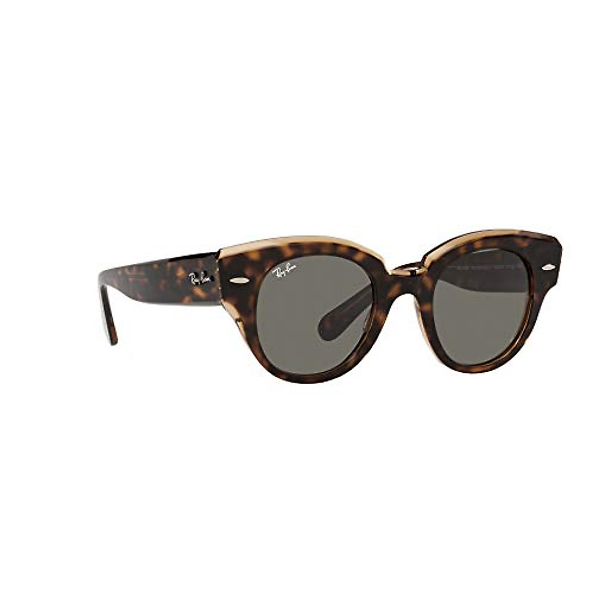 Ray-Ban Women's RB2192 Roundabout Round Sunglasses, Havana On Transparent Brown/Dark Grey, 47 mm