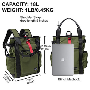 Rangeland Unisex Laptop Tote Backpack Convertible Lightweight Nylon Water-Resistant Everyday Shoulder Tote bag Backpack with Water Bottle Pocket Work Travel, Blue Navy