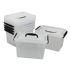 Asking 6 Quart Plastic Storage Box with Handle, 6-Pack, F