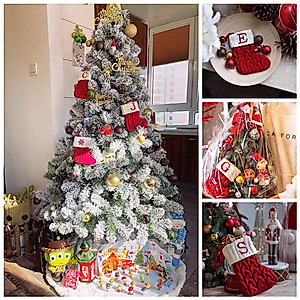 Zocvyi 7 inch Mini Cute Knit Monogram Embroidered Christmas Stocking Personalized Initial Christmas Stocking Family Holiday Xmas Party Decor Christmas Decorations-M-Red