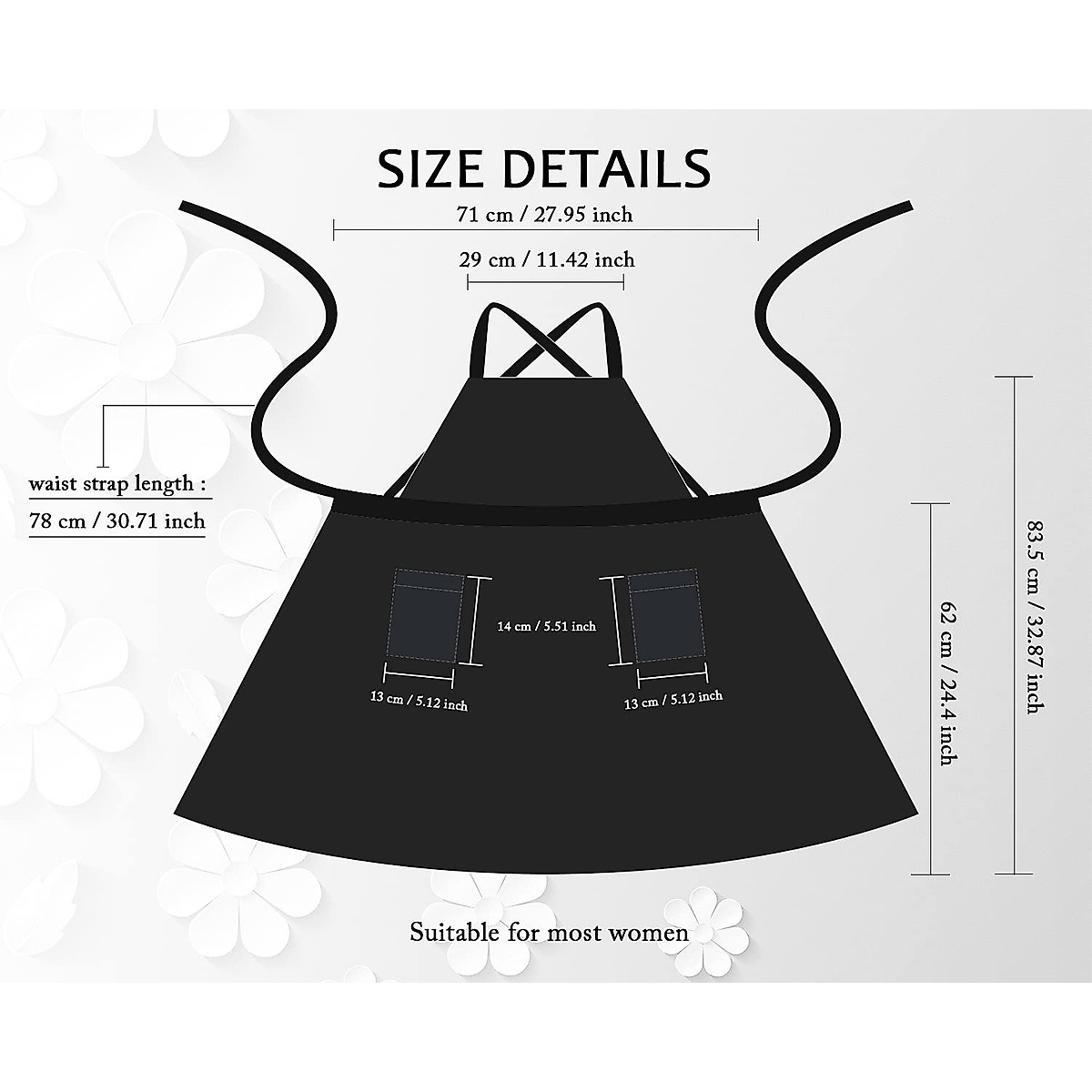 INNIFER linen Aprons for women with pockets Apron dress Cross Back Apron Work Apron for Cooking,Baking,Gardening