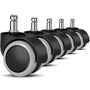 Office Chair Caster Wheels Replacement(Set of 5) for Hardwood Floors and Carpet- Heavy Duty Caster Support up to 1000bls, Office Rubber Chair Wheels,2 inch,Universal Size (Grey)