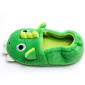 Toddler Baby Boys House Slipper Cute Dinosaur Cartoon Soft Anti-Slip Winter Shoes (Toddler/Little Kid) Green