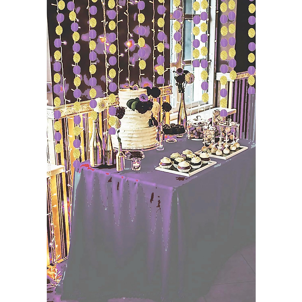 Graduation Party Decorations Purple Gold 2024/Purple Gold Graduation Decorations/Purple Gold Birthday Party Decorations Purple Paper Garlands for Eid Mubarak Decorations/Bridal Shower