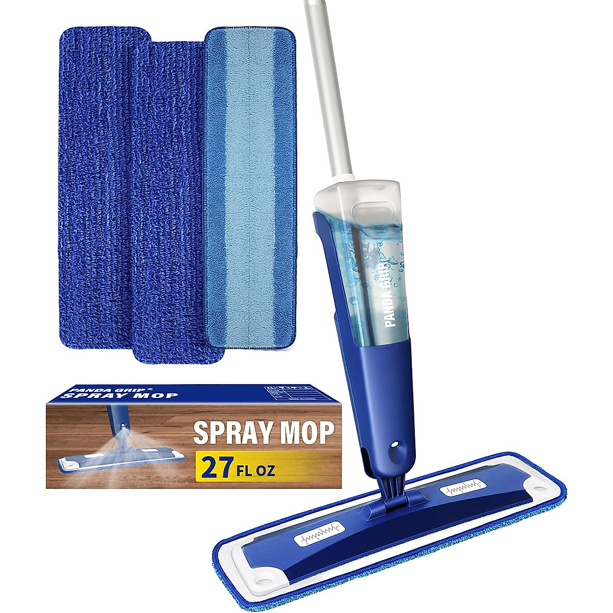 Mop for Multi-Purpose Floor Premium Spray Mop, 18 inch Professional Hardwood Wet and Dry Cleaning Mops with 3 Resuable Pads and Refilled Bottle, Blue
