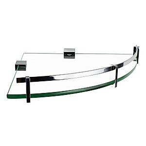 Mount-It! Glass Corner Shelf for Shower&Bathroom, Wall Mounted with Chrome Rail & 8mm Tempered Glass, 9.75 Inch