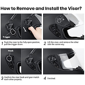 Favoto Full Face Motorcycle Helmet DOT Approved, Cascos para Motos Snowmobile Dirt Bike Helmet for Adults Men Women, Anti-Fog Film Included, Black, Large