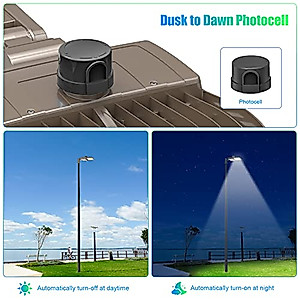 150W LED Parking Lot Area Lights with Photocell 21000LM 650W MH Equiv UL DLC lP65 5000K Dusk to Dawn Street Light Outdoor LED Shoebox Pole Light for Back Yard Roadway Tennis Court Fixture Slip Fitter