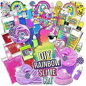 Laevo Unicorn Slime Kit - DIY Slime Kits - Supplies Makes Butter Slime, Cloud Slime, Clear Slime & More Sets - Toys for 5+ Years Old (Rainbow Slime Kit)