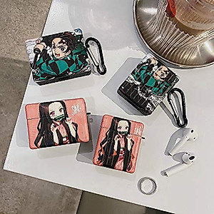 VARWANEO Airpods 1 2 Case, Demon Slayer Kamado Tanjirou Nezuko Anime Pattern for Airpods 1 2 Case Bluetooth Earphone Protective Cover IMD Headphone Case (Nezuko)
