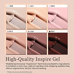 modelones Gel Nail Polish Kit -6 Colors Nude Pink Gel Polish Set Skin Tones Neutral Brown Soak Off Gel Nail Kit Manicure DIY Nail Art Salon Home Gift