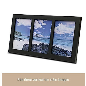 Klikel 3 Photo Collage Solid Black Wood Picture Frame - 3 Opening 5 X 7 Picture Slots