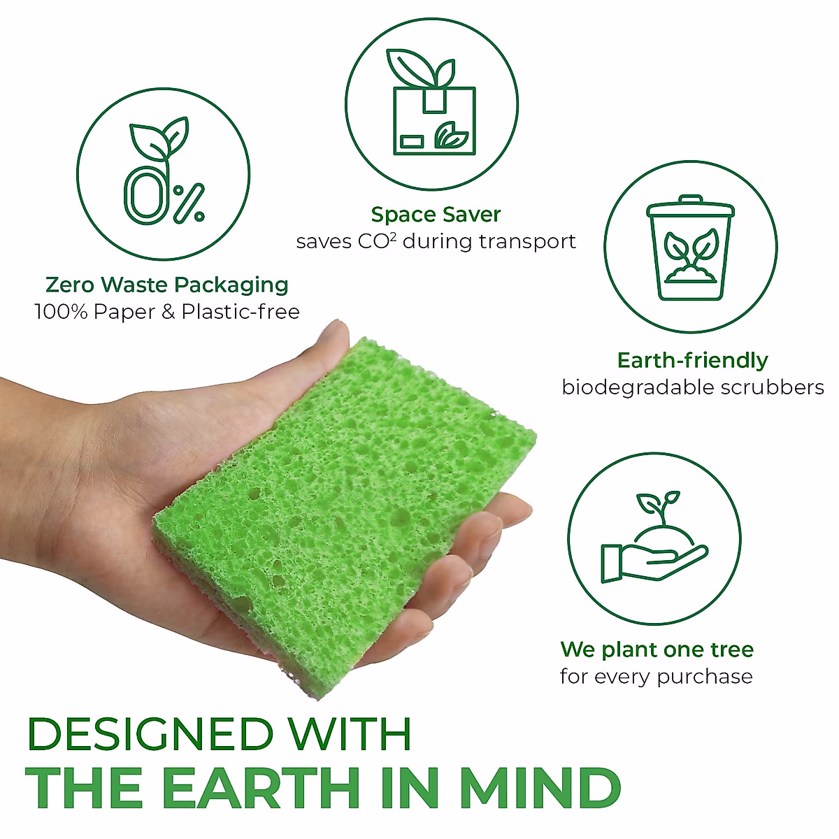 AIRNEX Biodegradable Cellulose Compressed Sponges - Pack of 16 Compostable Sponges Kitchen Pop Up Bulk - Non Scratch Multicolor Natural Dish Sponges - Heavy Duty Multipurpose Eco Friendly Sponges