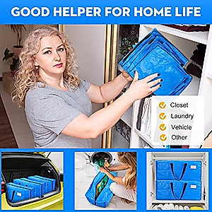 AlexHome Moving Bags Heavy Duty,Extra Large Packing Bags for Moving,Reusable Plastic Moving Totes,Clothes Storage Containers,Moving Supplies Bins,Compatible with Ikea Frakta Cart (Blue,Set of 5)