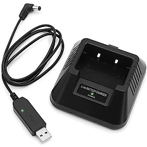 NEWASHAN Desktop Charger Replacement for Baofeng Radio BF-F8HP UV-5R 5RA 5RB 5RC 5RD 5RE 5RG UV-82 DM-5R TYT TH-F8 Walkie Talkie Li-ion Battery Charging Dock Cradle Base (USB Adapter)