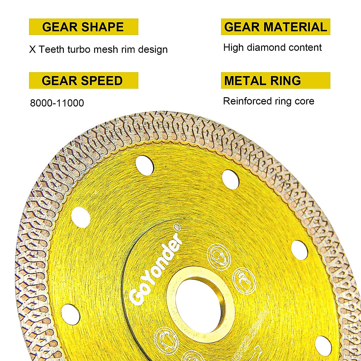 GoYonder 4 Inch Diamond Saw Blade,Super Thin Diamond Saw Blade for Cutting Ceramic Porcelain Tile Granite Marble Suitable for Angle Grinders with 7/8" or 5/8" Arbor 5 PCS