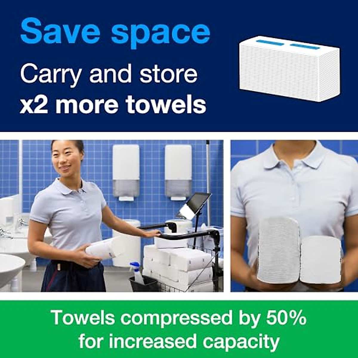 Tork PeakServe Continuous Paper Hand Towels White H5, Premium, Compressed, 12 x 270 sheets, 105066