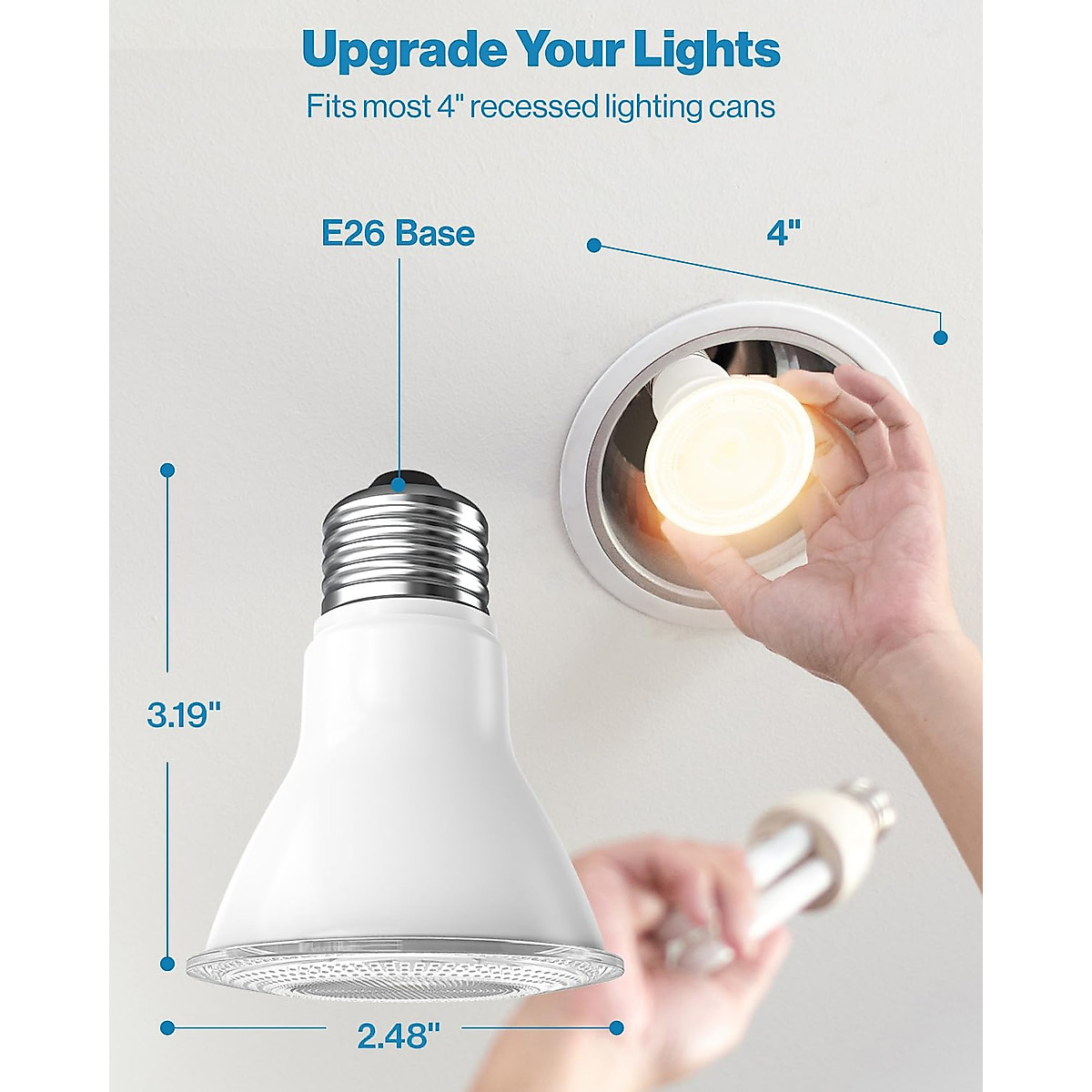 Sunco 6 Pack PAR20 LED Bulbs 50W Equivalent 7W Dimmable, CRI90 2700K Soft White 470 Lumens E26 Medium Base IP65 Waterproof Indoor Home Residential Super Bright Wide Area Flood Light - UL