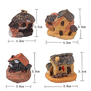 Kbraveo 12pcs Fairy Gardens Stone House and Fairy Gardens Tree,Fairy Gardens Kits Dollhouse Supplies DIY Outdoor Decorations