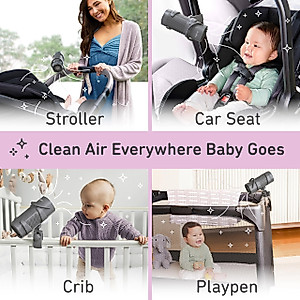 Pure Enrichment PureBaby On-the-Go Air Purifier - Portable Stroller Air Purifier & Adjustable Clamp for Car Seat, Crib, Bassinet & Playpen - True HEPA Filter Removes 99.97% of Allergens Around Baby