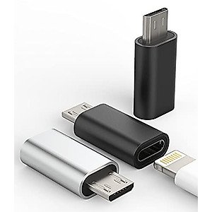 3Pack,Compatible for Lightning Female to Micro USB Male Adapter for Apple Compatible with iPhone 7 8 Plus x xr xs 11 12Mini pro for Ipad Power Connector Samsung Galaxy S7 S6 Edge,Nexus 5,LG Converter