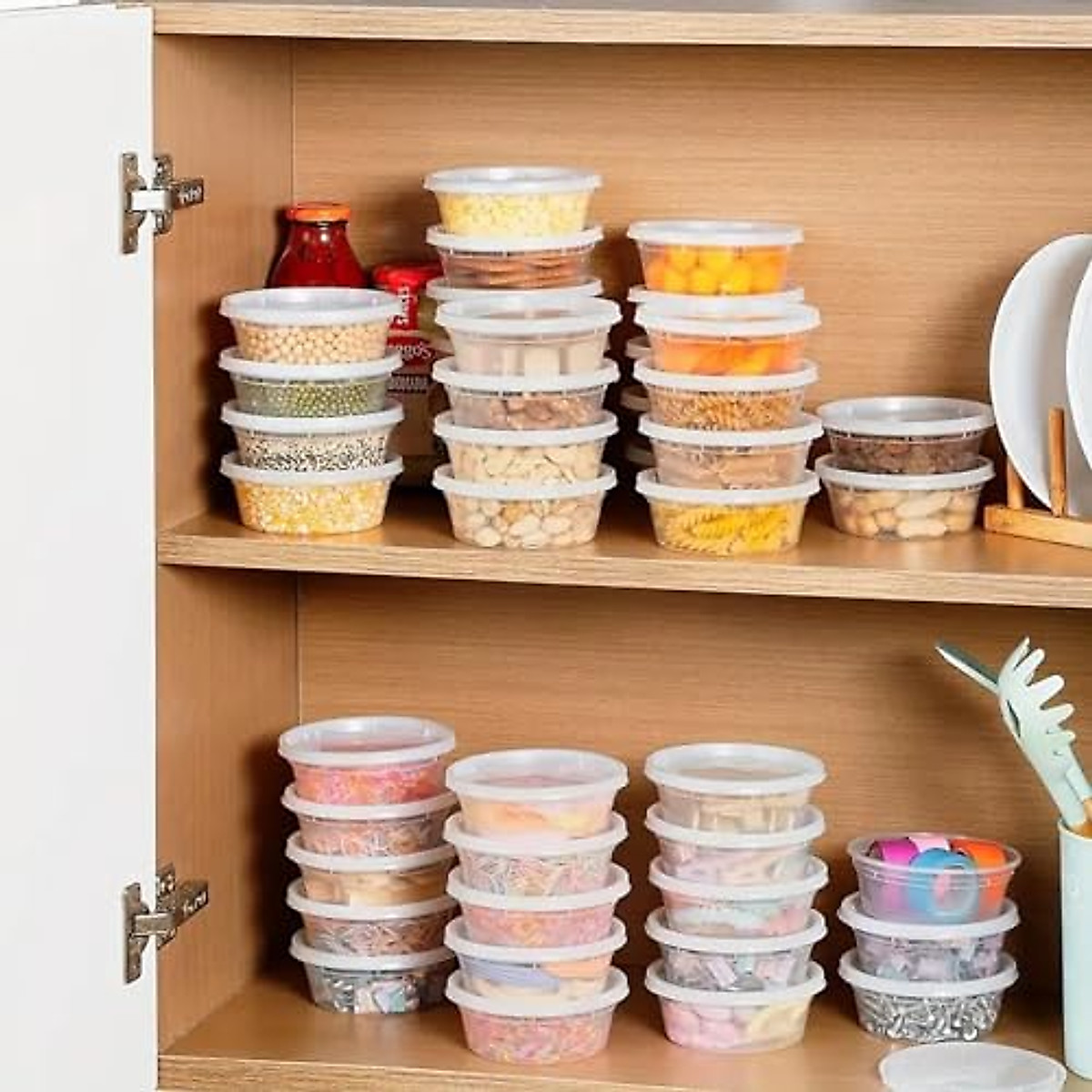 STARANDBEE [20Pack] 8oz, Food Storage Containers with Lids, Plastic Deli Containers, Meal Prep Containers, Microwave and Freezer Safe, Stackable, Leakproof, BPA Free, Clear