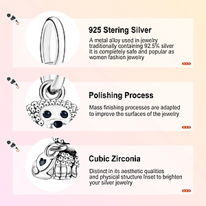 Annmors Poodle Puppy Dog Charm, Black Enamel Dangle Pendant Charm 925 Sterling Silver for Woman Beads Gifts for Women Bracelet&Necklace