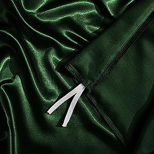 Horbaunal 5 Pieces Satin Duvet Cover Set King Size Emerald Green Duvet Cover with Corner Ties & Zipper Closure, Luxury & Silky Bedding Set, 1 Duvet Cover and 4 Pillowcases (No Comforter)