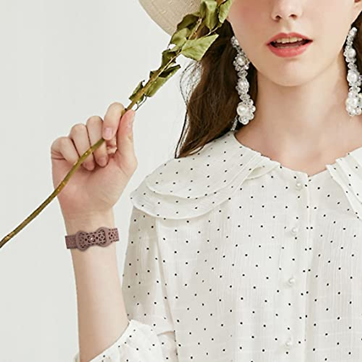 Lace Silicone Band Compatible with Apple Watch Bands 44mm 40mm 41mm 45mm 38mm 42mm Women,Thin Slim Hollow-out Sport Strap Replacement Wristbands for iWatch Series 9,Ultra,SE,Series 9 8 7 6 5 4 3 2 1