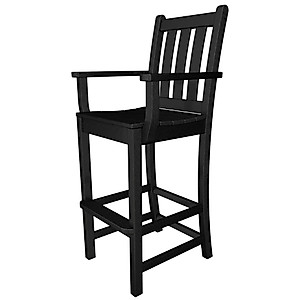 POLYWOOD® Traditional Garden Bar Chair, Black