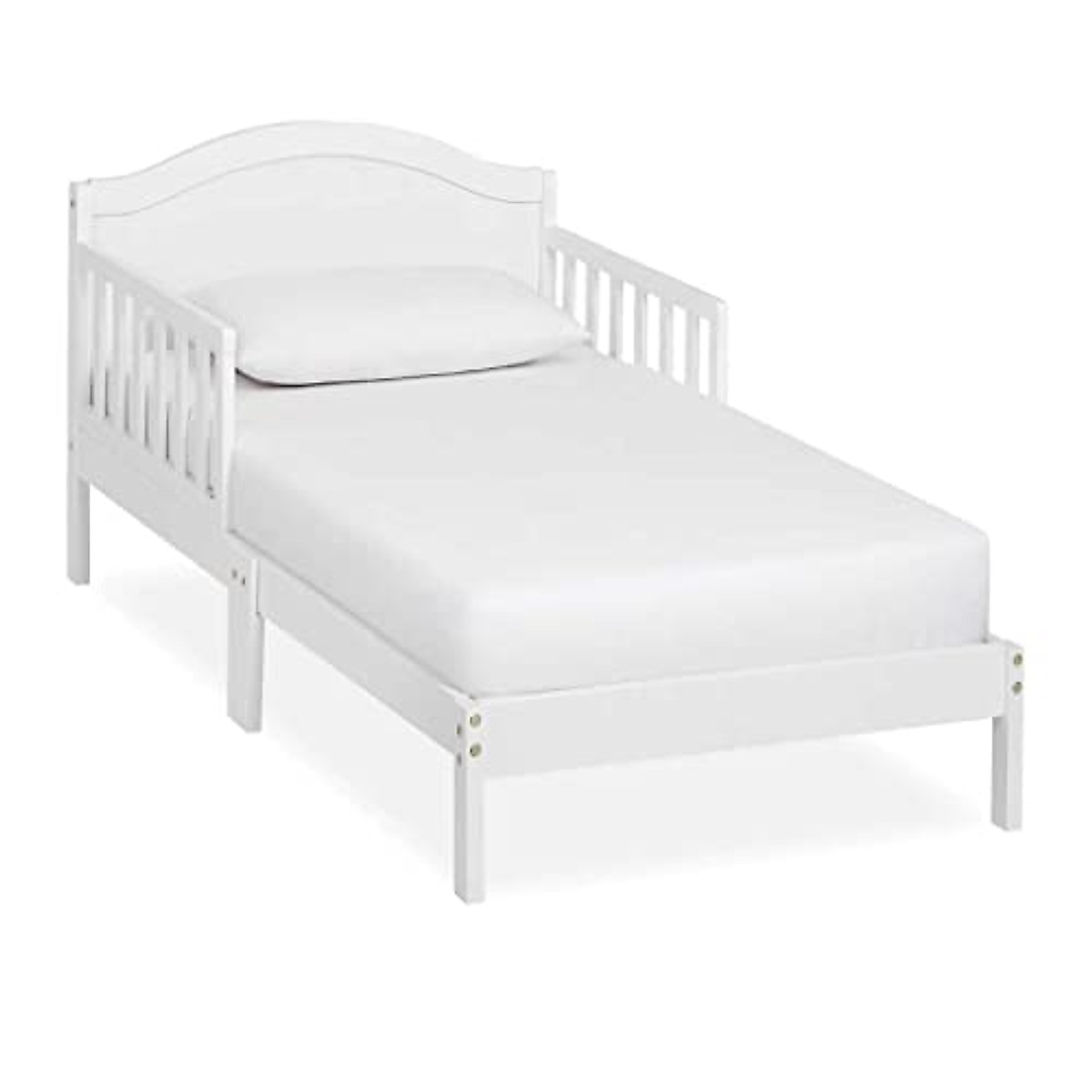 Dream On Me Sydney Toddler Bed in White, Greenguard Gold Certified, JPMA Certified, Low To Floor Design, Non-Toxic Finish, Safety Rails, Made Of Pinewood