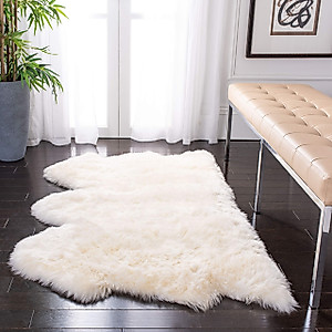 SAFAVIEH Sheep Skin Collection 3' x 5' White SHS121A Handmade Rustic Glam Genuine Pelt 3.4-inch Extra Thick Area Rug