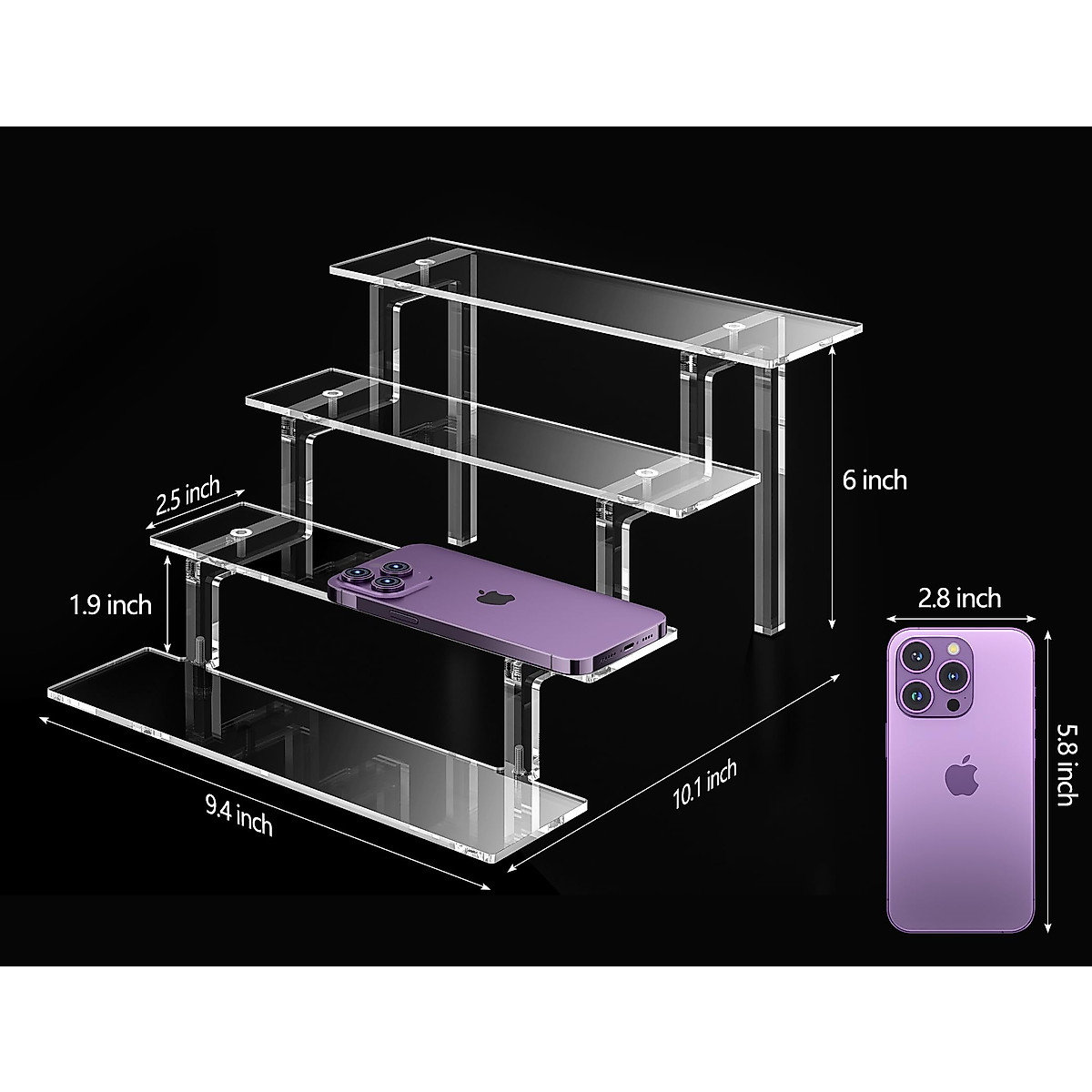 Acrylic Risers Display Stands, Clear Perfume Organizer, 4 Tier Diaplay Riser Shelf Compatible with Funko POPs Amiibo Nendoroids, Lotion Holder Cupcake Stand Shot Glass Display Tiered Table Shelf Stand