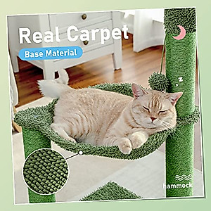 PAWZ Road Cactus Cat Tree, 33 Inchs Cat Tower with Large Soft Hammock and Fully Wrapped Sisal Scratching Post for Indoor Cats