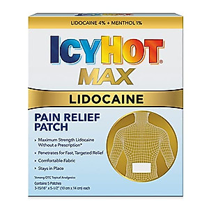 Icy Hot Max Strength Lidocaine Pain Relief Patch (5 Count) Penetrates for Fast, Targeted Relief