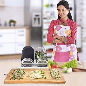 Complete Sprouting Jar Kit- 2 Wide Mouth Mason Jars with Premium 316 Stainless Steel Screen Lids, Blackout Sleeves,Tray, Stand - Seed Sprouter Set for Growing Broccoli, Alfalfa, Salad, Sandwich