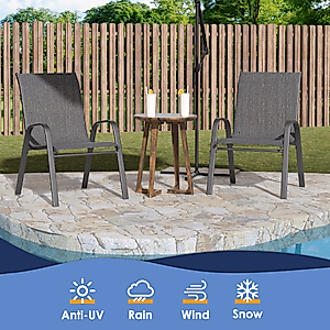 Xilingol Patio Chairs Set of 6, Outdoor Lightweight Stackable Dining Chairs w/All-Weather Textilene Fabric & Metal Frame, 350LBS Capacity, Outdoor Furniture for Pool Deck, Backyard, Garden (Dark Grey)