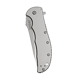 Kershaw Volt SS Folding Pocketknife, 3.5" 8Cr13MoV Stainless Steel Drop Point Plain Edge Blade, Assisted One Hand Opening, 3 Position Pocket Clip,Grey