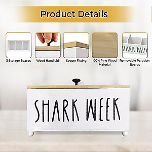 Tampon Holder for Bathroom: Premium Wooden Organizer Box with Moveable Compartments & Secure Lid - Feminine Pad Storage Container, Sanitary Cotton Dispenser & Personal Care Product Holder