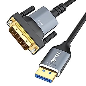 UKYEE DisplayPort to DVI Cable 6ft 1-Pack Display Port to DVI Adapter Male to Male, High Speed Gold-Plated DP to DVI Cable Compatible with PC, Laptop, HDTV, Projector, Monitor, More-Gray