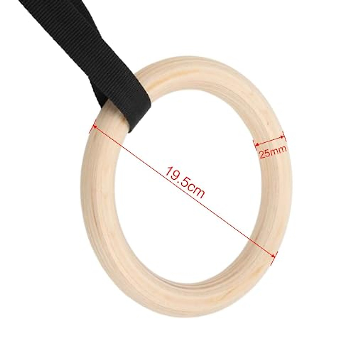 OUKENS Combination Fitness Products Gymnastic Rings, 1 Pair Wooden Gymnastic Rings with Adjustable Buckle Straps 330lbs Capacity for Home Gym