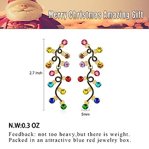 Christmas Earrings For Women Christmas Light Dangle Lantern 14k Gold Plated Alloy Cute Holiday Earrings Dangle Hypoallergenic Statement Christmas Gifts…
