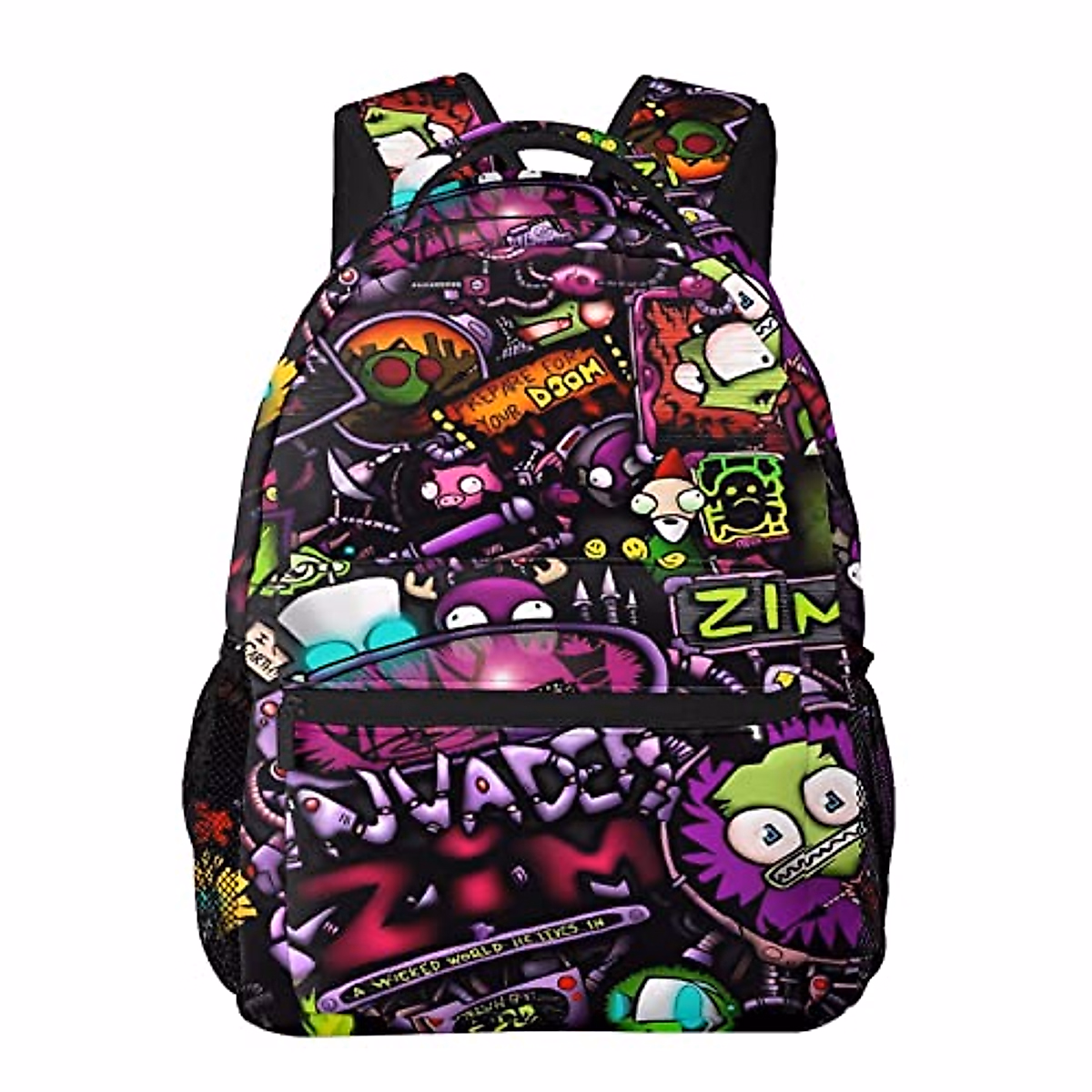 CONPELSON Backpacks Invader Anime Zim Adjustable Laptop Backpack Double Shoulder Bag for Women Men Climbing Shopping Work