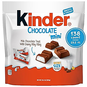 Kinder Chocolate Mini, 29.2 oz Bulk Pack, Up to 138 Minis, Milk Chocolate Bar with Creamy Milky Filling, Individually Wrapped Candy