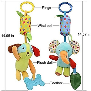 BornCare Baby Crib Hanging Plush Toys with Rattle c-Clip, with teether 0 to 24 mths