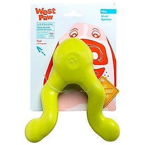 WEST PAW Zogoflex Tizzi Treat Dispensing Dog Toy – Interactive Play Toy for Dogs, Puppies – Floatable, High-Flying Toys for Fetch, Catch, Tug of War, Recyclable, Dishwasher Safe, Large, Granny Smith